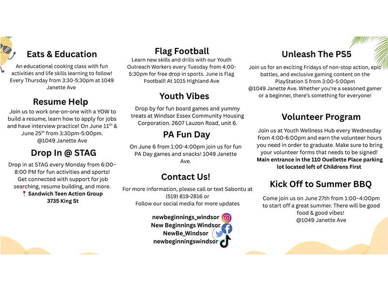 Activities Calendar | New Beginnings